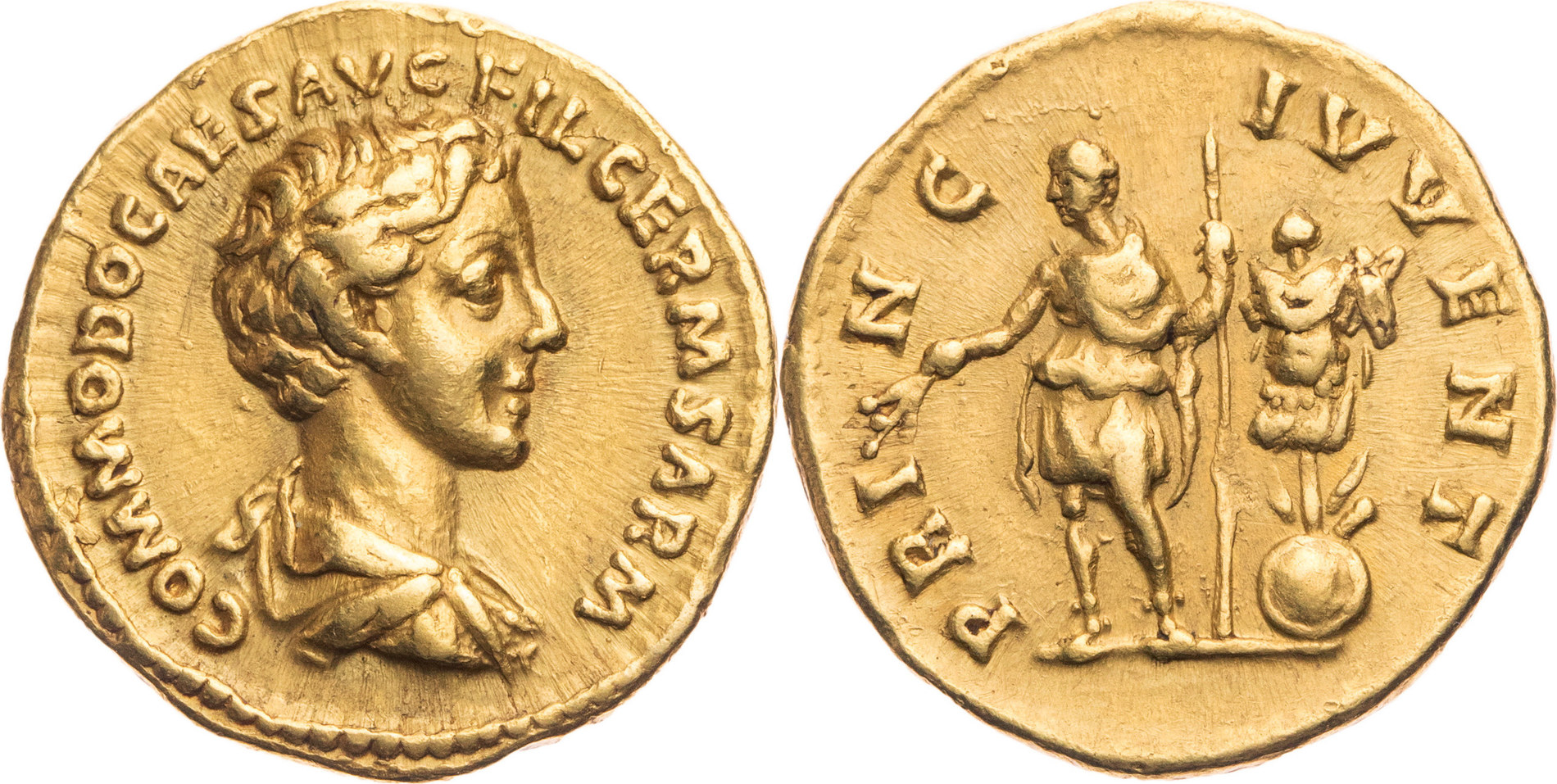 Römische Kaiserzeit Aureus 175/176 n. Chr. Commodus Caesar, Büste ...