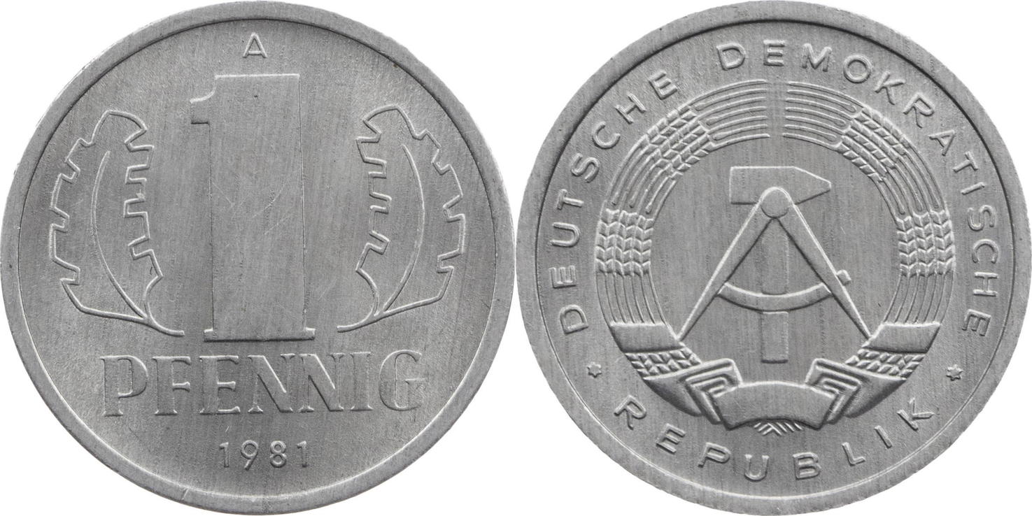 DDR 1 Pfennig 1981 A Kursmünze (1960-1990) vz | MA-Shops