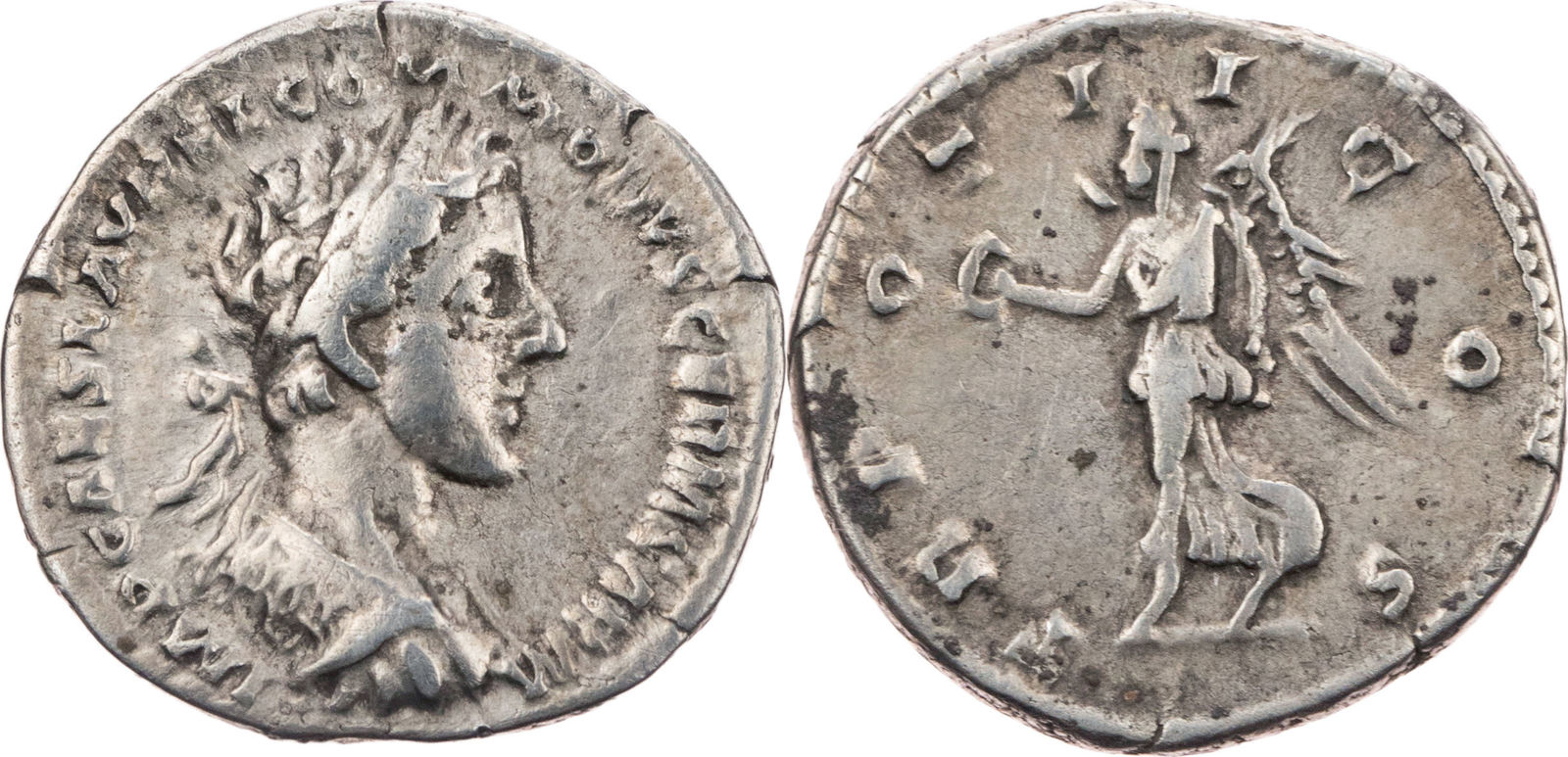 Römische Kaiserzeit Denar 177 n. Chr. Commodus Caesar, Büste / Victoria ...