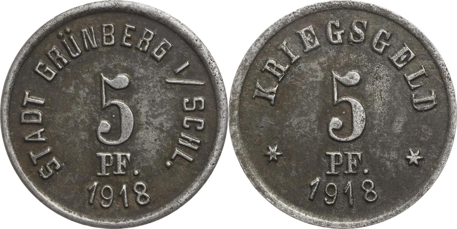Grünberg 5 Pfennig 1918 Kriegsgeld ss | MA-Shops