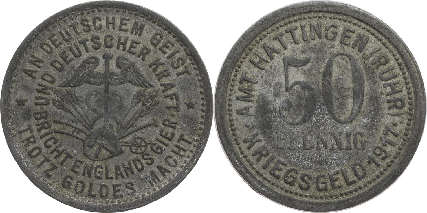 50 Pfennig 1917 Kriegsgeld Amt Hattingen ss | MA-Shops