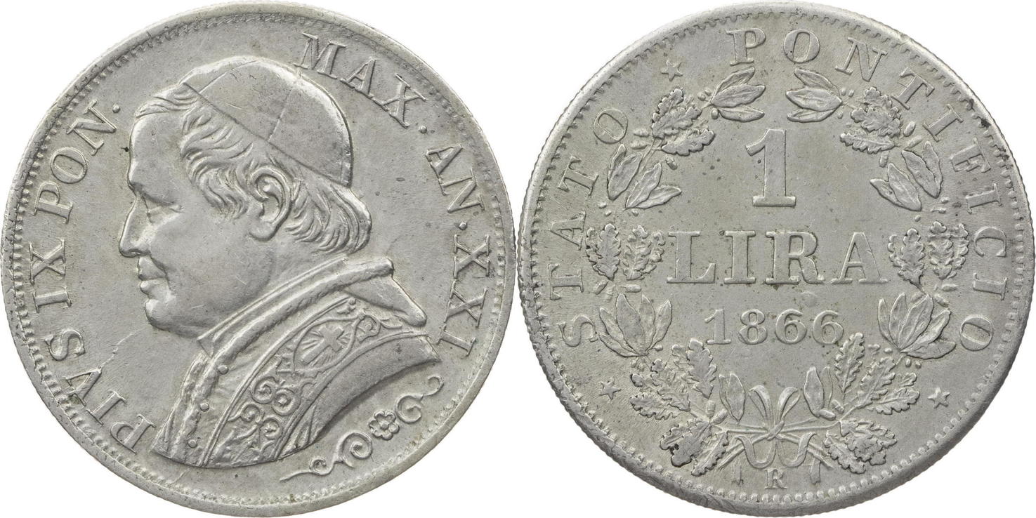 Vatikan 1 Lira 1866 R Pius IX. (1846-1878) ss | MA-Shops