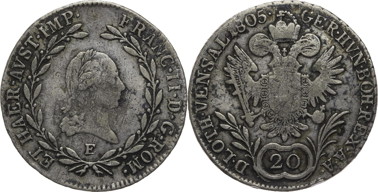 RDR, Habsburg 20 Kreuzer 1805 E Franz II. (I.) (1792-1835) s-ss | MA-Shops