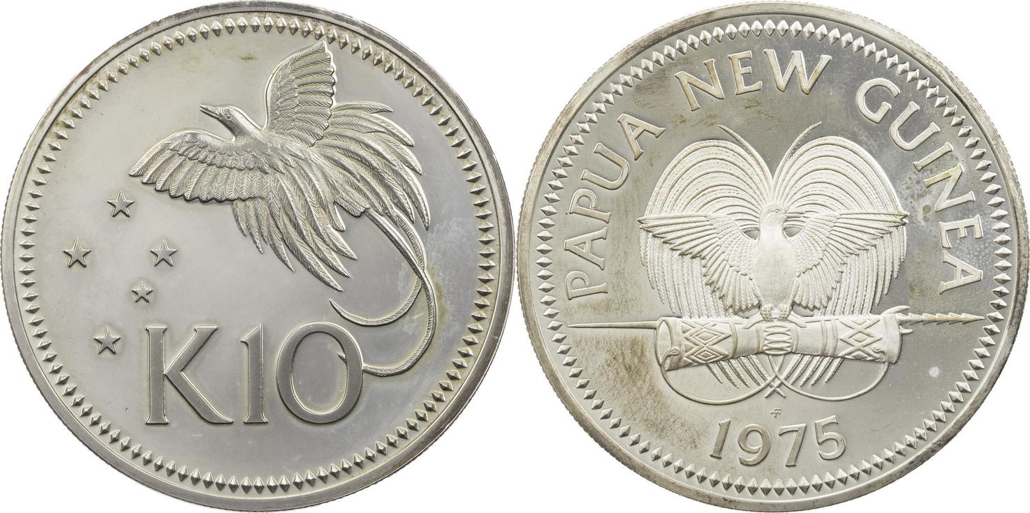 Papua Neu-Guinea 10 Kina 1975 Paradisvogel PP, l. berührt | MA-Shops