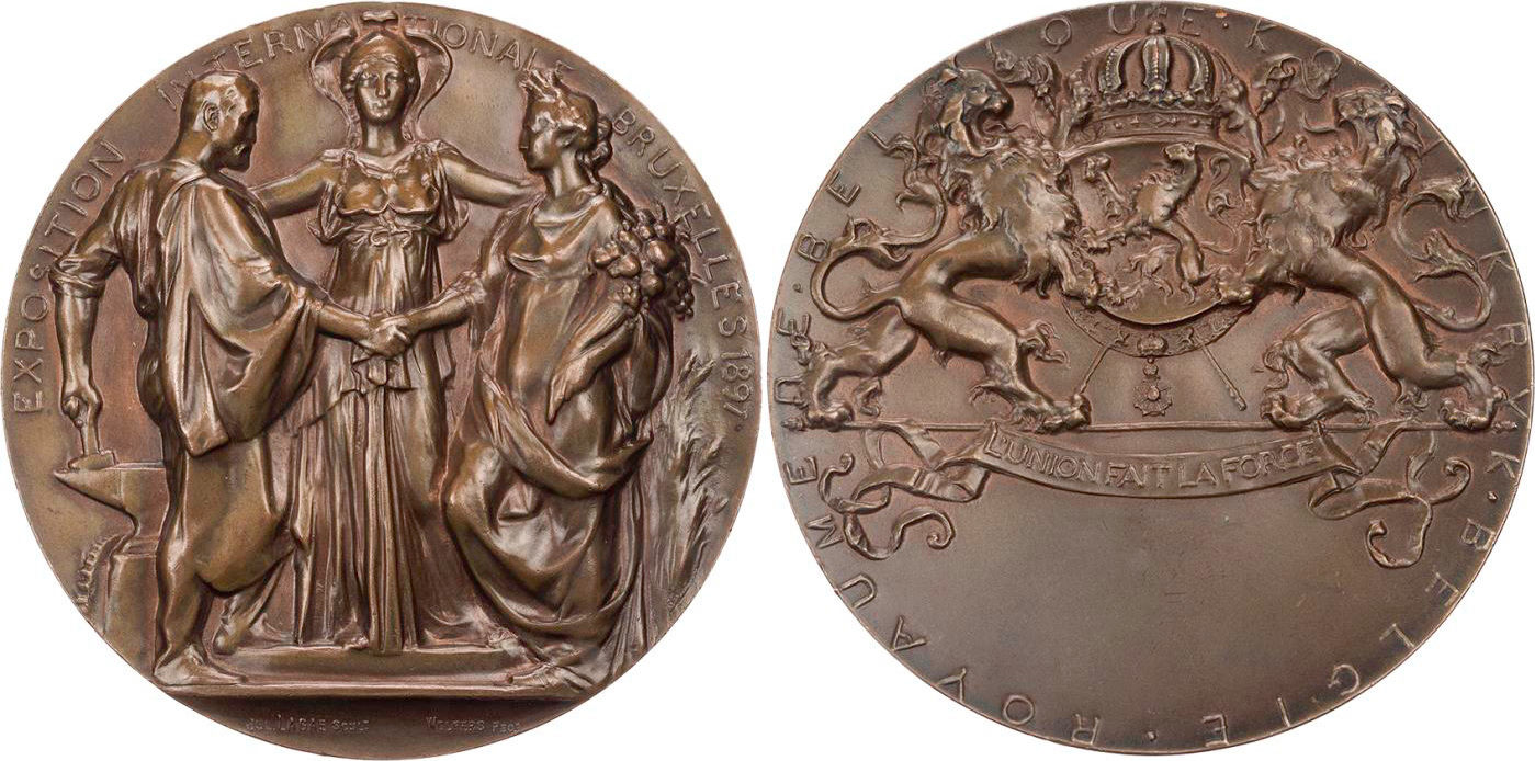 Belgien Bronzemedaille Weltausstellung Brüssel von 1897, v. Julius ...