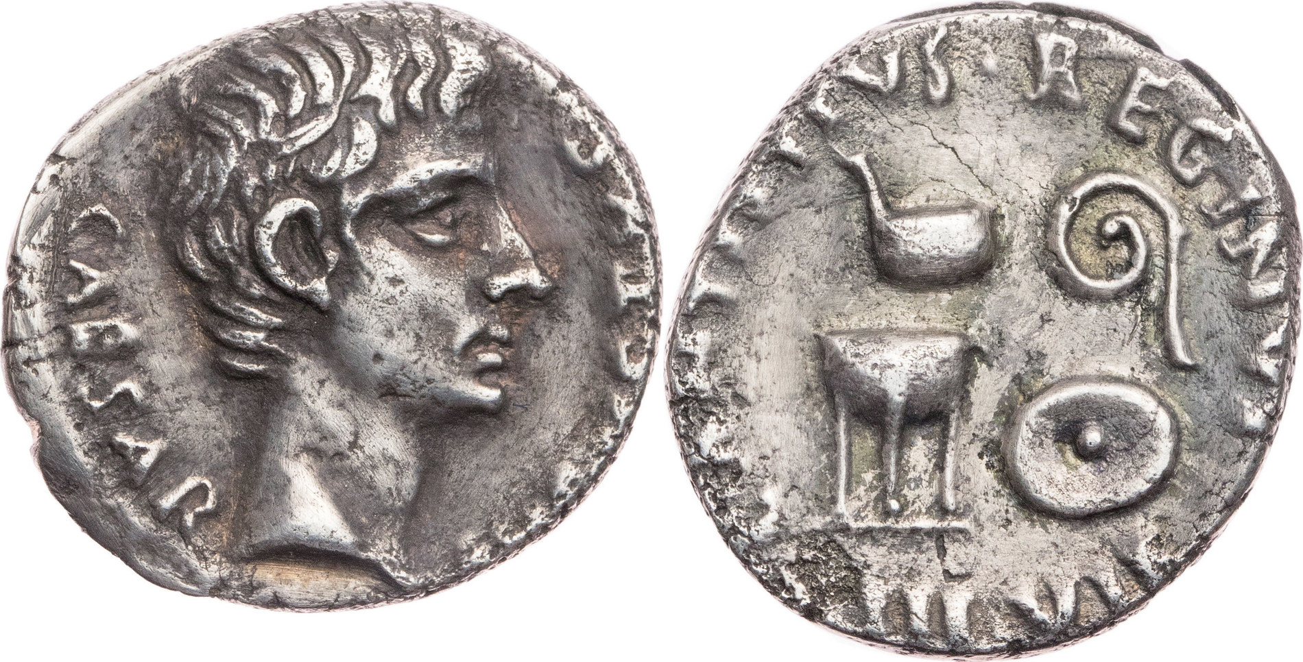 Römische Kaiserzeit Denar 13 v. Chr. Augustus, Mzm. C. Antistius ...