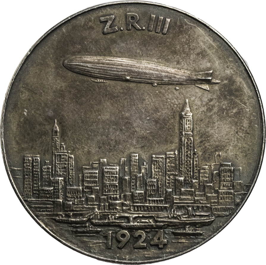 Deutschland - Weimar Medaille Ferdinand Graf von Zeppelin Z.R.III 1924 ...
