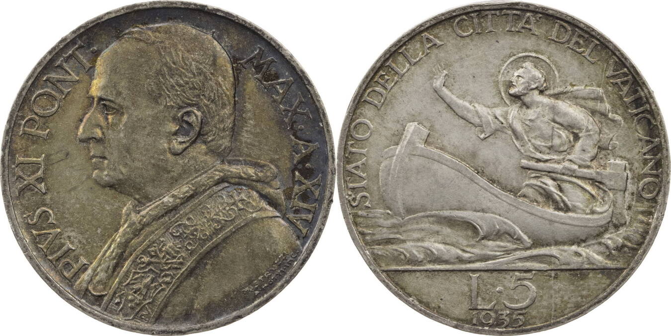 Vatikan 5 Lire 1935 Pius XI (1922-1939) - Kursmünze (1929-1937) vz | MA-Shops