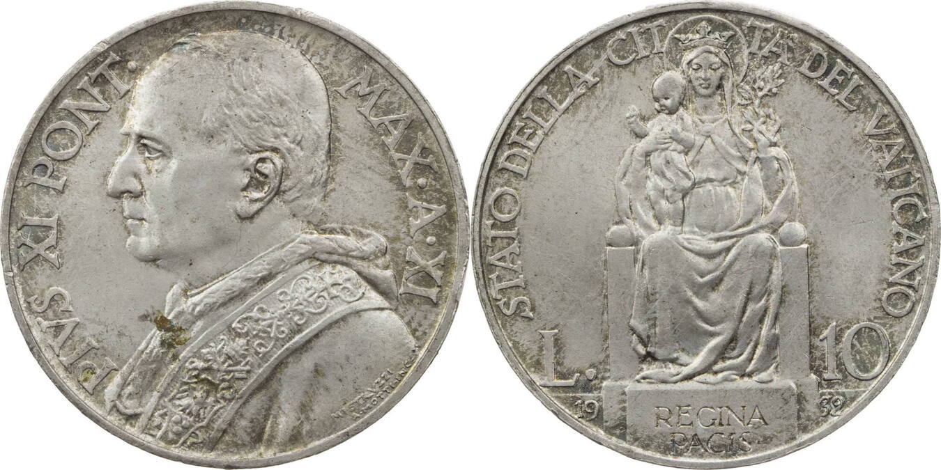 Vatikan 10 Lire 1932 Pius XI (1922-1939) - Kursmünze (1929-1937) vz | MA-Shops