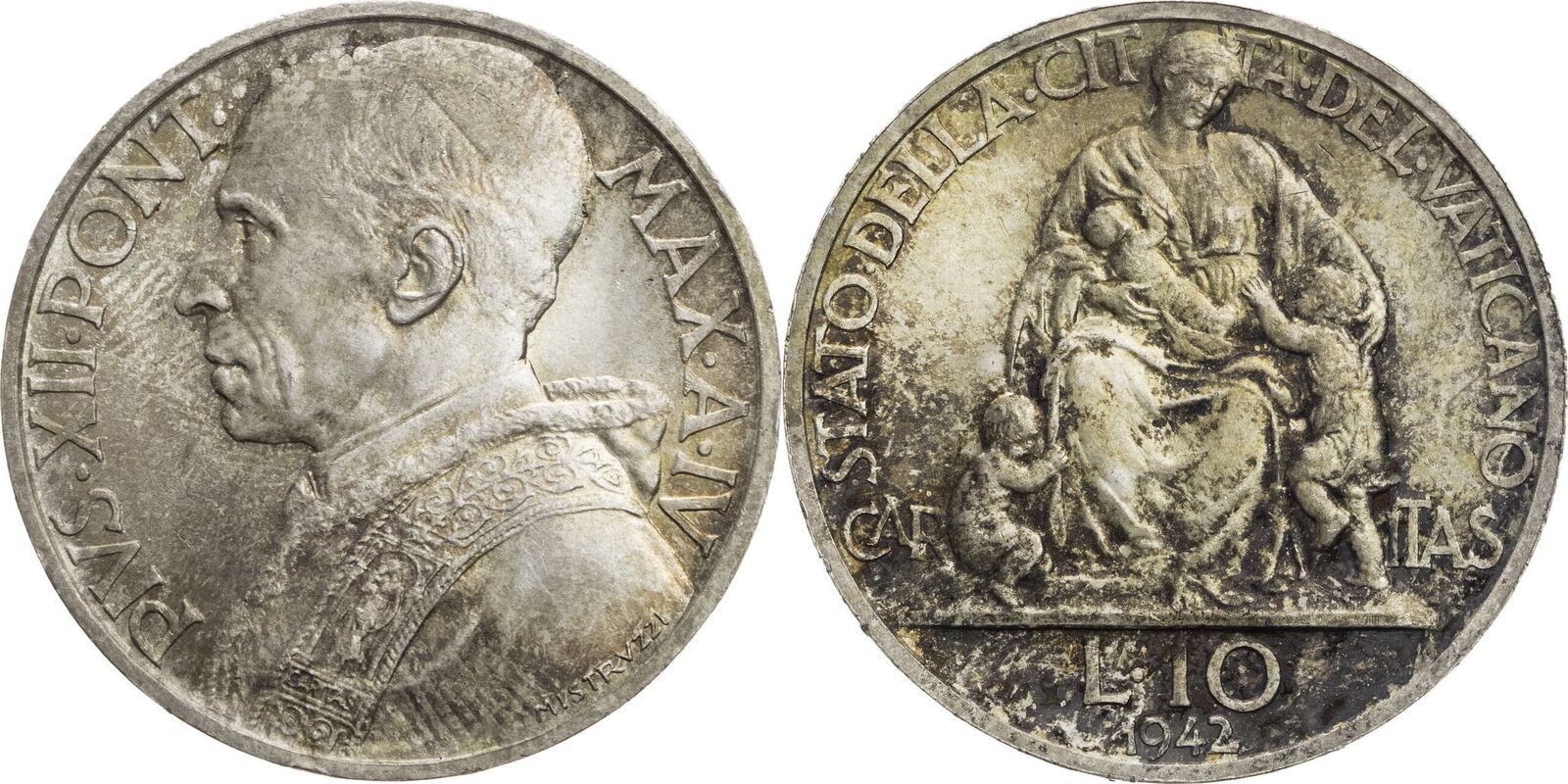 Vatikan 10 Lire 1942 Pius XII. (1939-1958) - Kursmünze (1939-1941) vz | MA-Shops