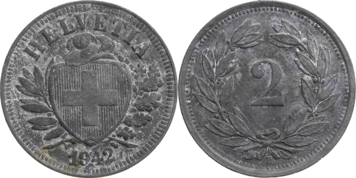 Schweiz 2 Rappen 1942 B Kursmünze (1942-1946) ss | MA-Shops