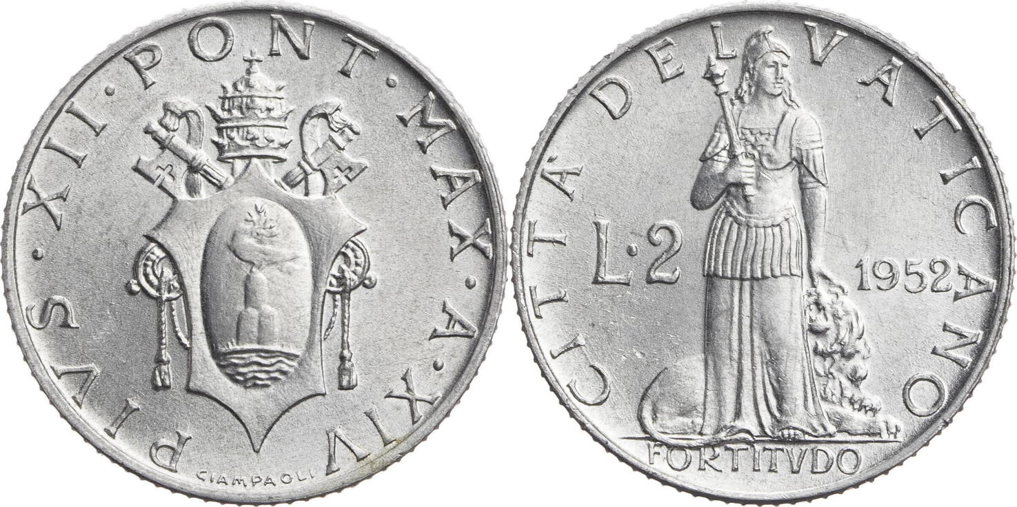 Vatikan 2 Lire 1952 Pius XII (1939-1958) - Kursmünze (1951-1958) vz | MA-Shops
