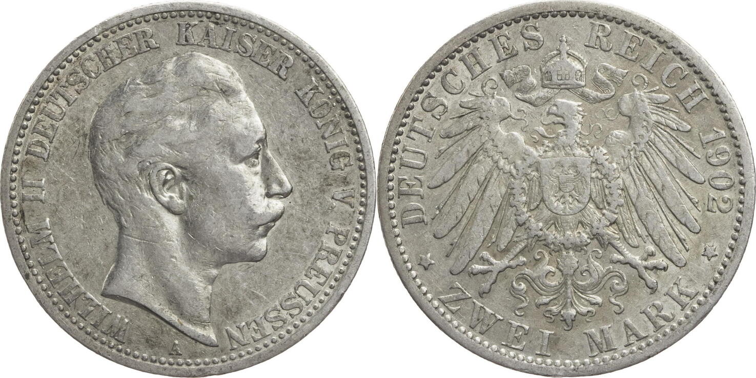 Kaiserreich, Preussen 2 Mark 1902 A Wilhelm II. (1888-1918) - Kursmünze ...