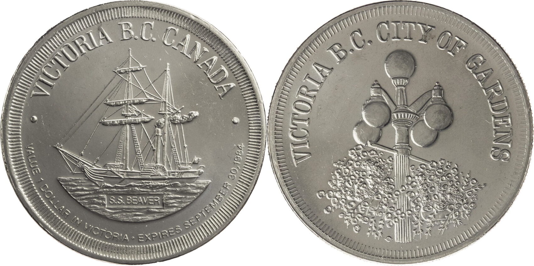 Kanada 1 Dollar-Token o.J. (um 1984) Victoria - SS Beaver / City of ...