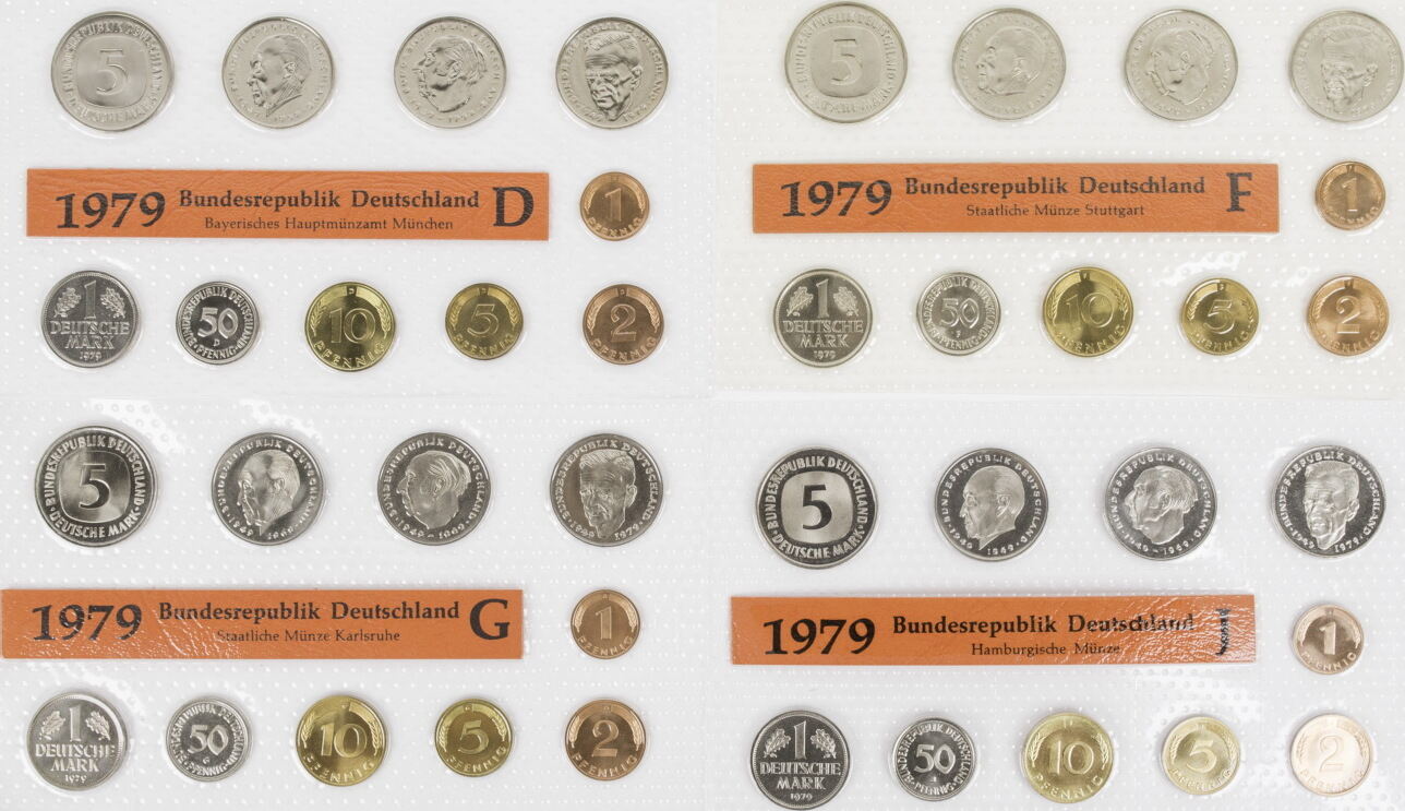 Bundesrepublik Deutschland 4 x 12,68 DM 1979 DFGJ Kursmünzensatz (KMS ...