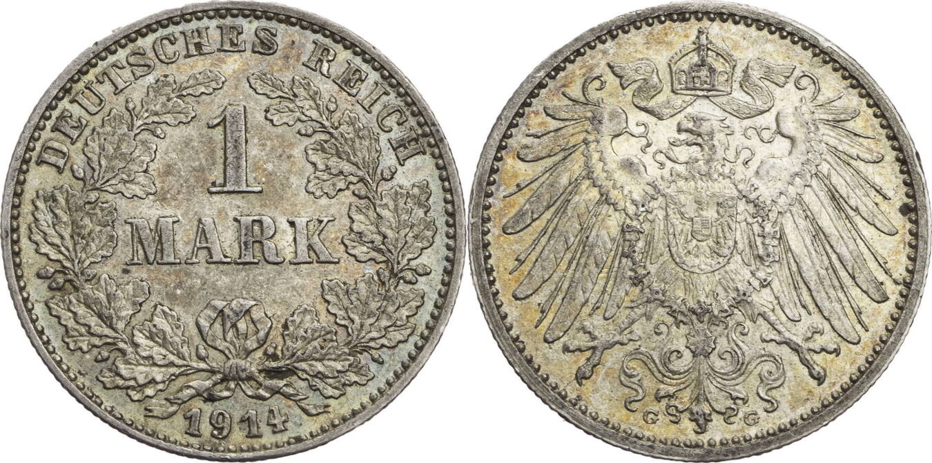 Kaiserreich 1 Mark 1914 G Kursmünze vz- | MA-Shops