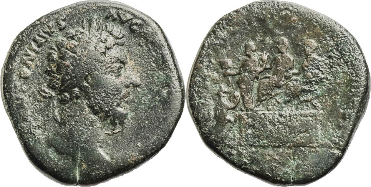 Römische Kaiserzeit Sesterz 166/167 n. Chr. Marcus Aurelius, Kopf ...