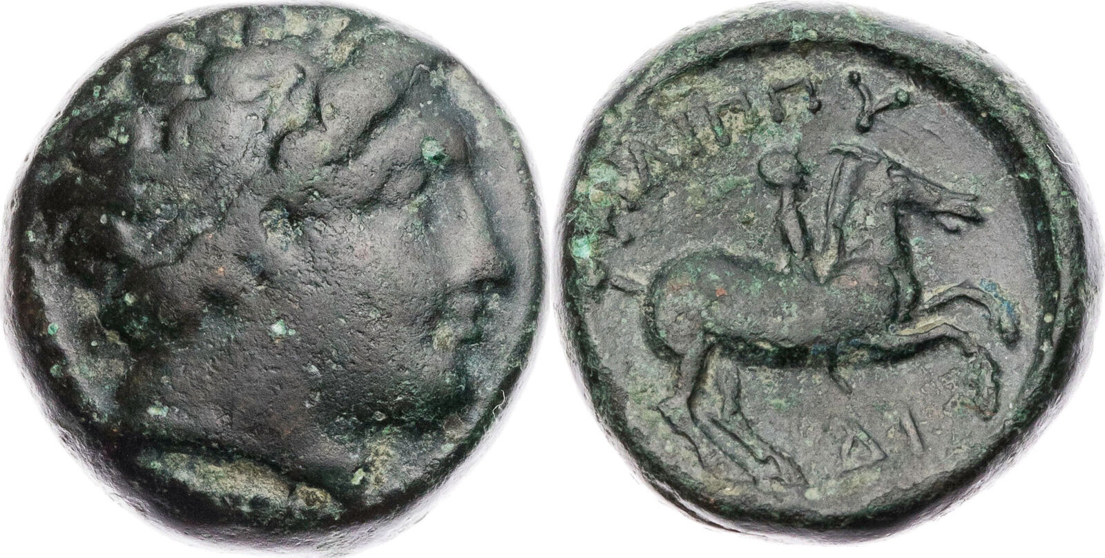 Königreich Makedonien AEs 359-336 v. Chr. Philipp II., Kopf des Apollon ...