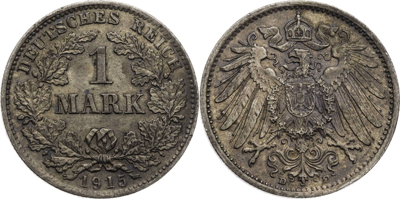 Kaiserreich 1 Mark 1915 D Kursmünze (1891-1916) vz | MA-Shops