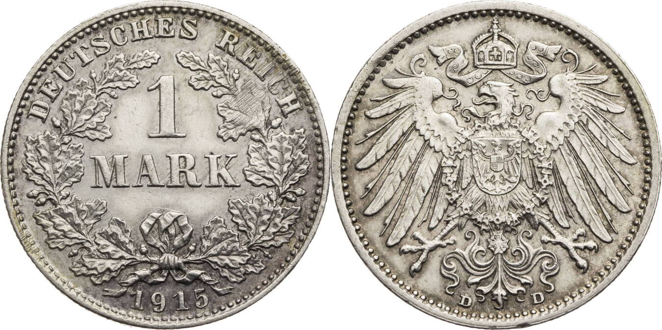 Kaiserreich 1 Mark 1915 D Kursmünze (1891-1916) vz | MA-Shops