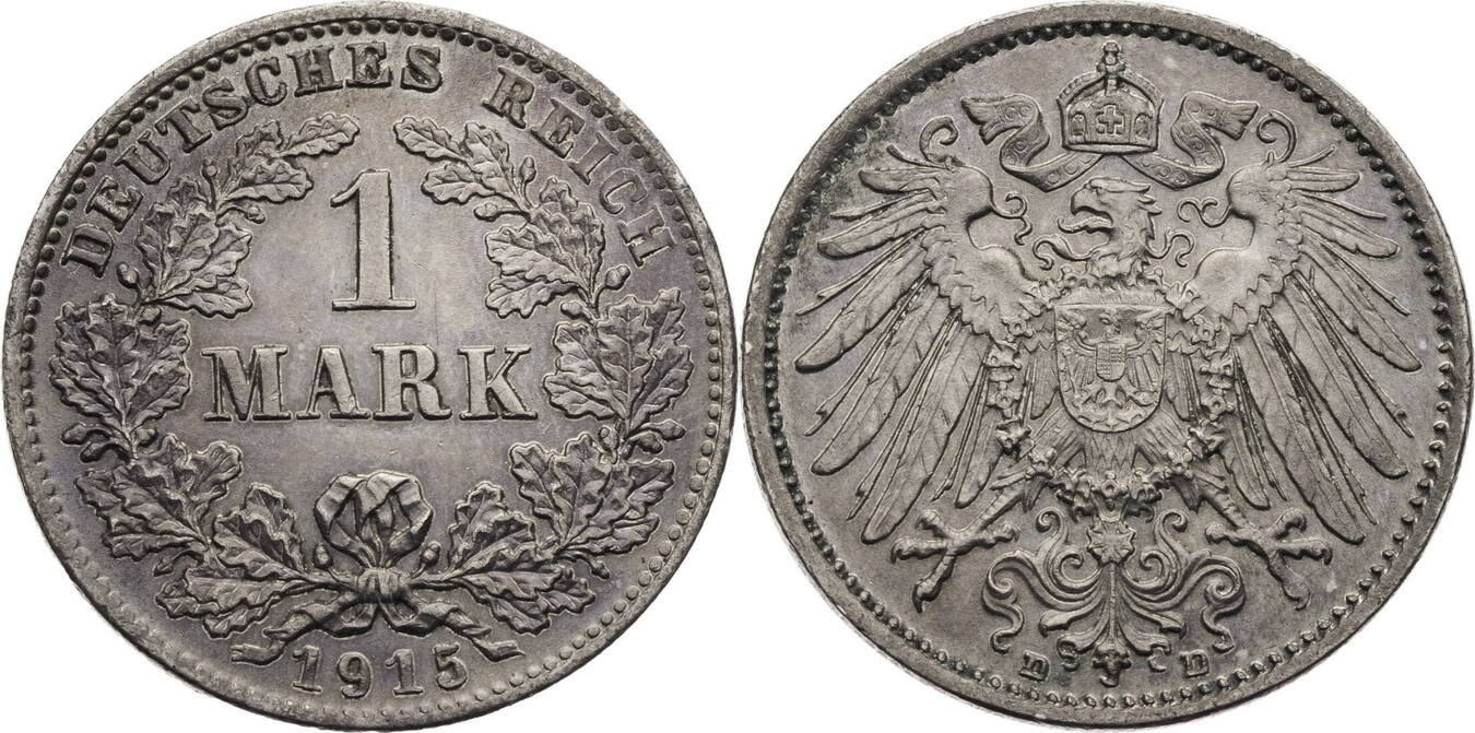 Kaiserreich 1 Mark 1915 D Kursmünze (1891-1916) vz | MA-Shops