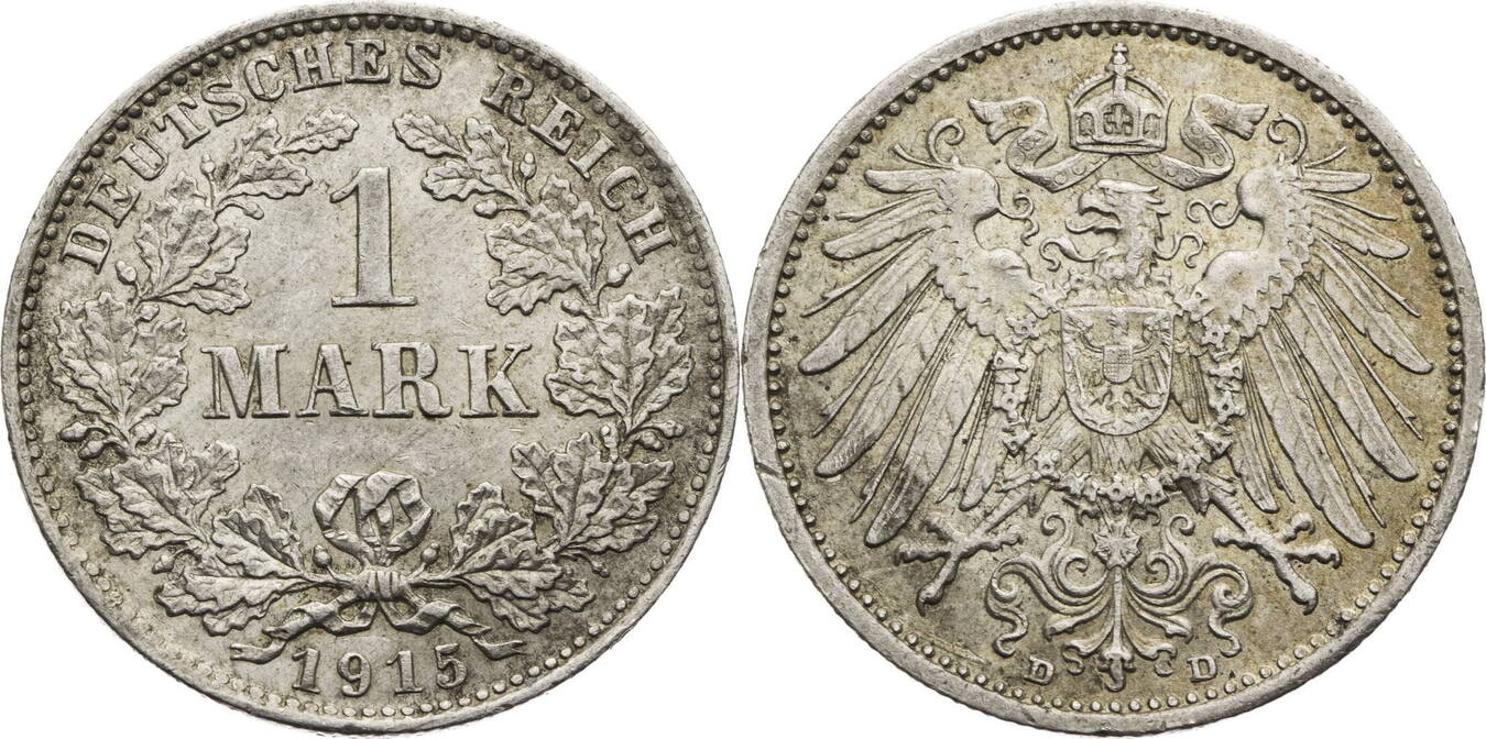 Kaiserreich 1 Mark 1915 D Kursmünze (1891-1916) ss-vz | MA-Shops
