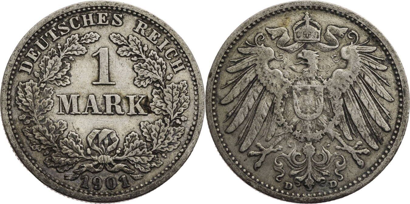 Kaiserreich 1 Mark 1901 D Kursmünze (1891-1916) ss | MA-Shops