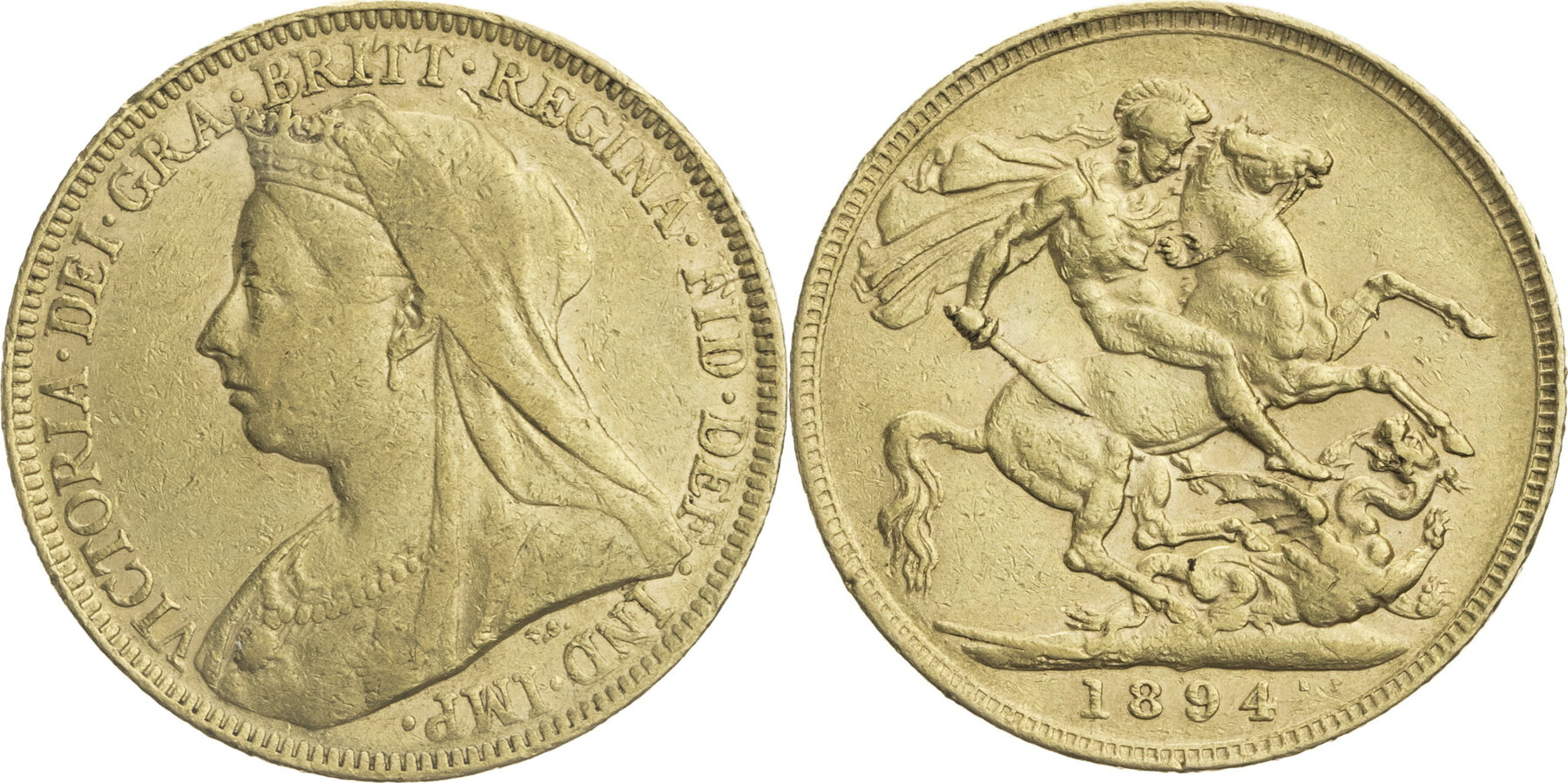 Großbritannien 1 Sovereign 1894 Victoria (1837-1901) - 3rd Portrait ss ...