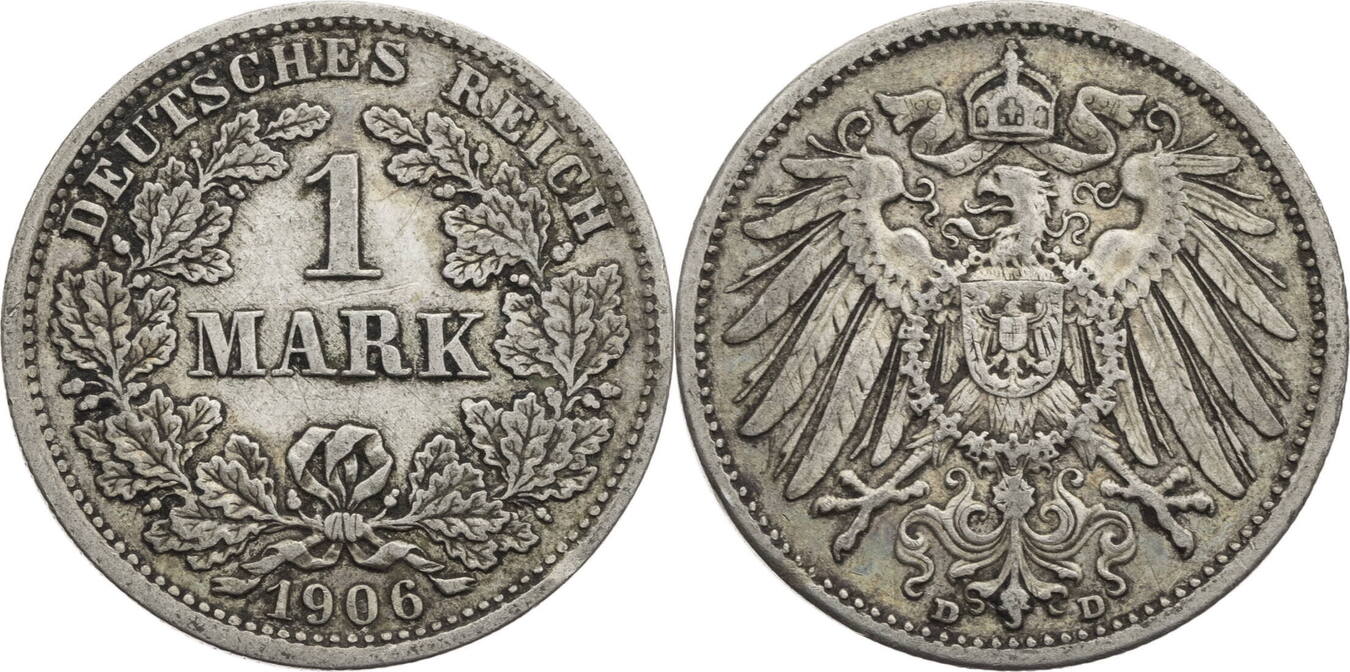 Kaiserreich 1 Mark 1906 D Kursmünze (1891-1916) ss | MA-Shops