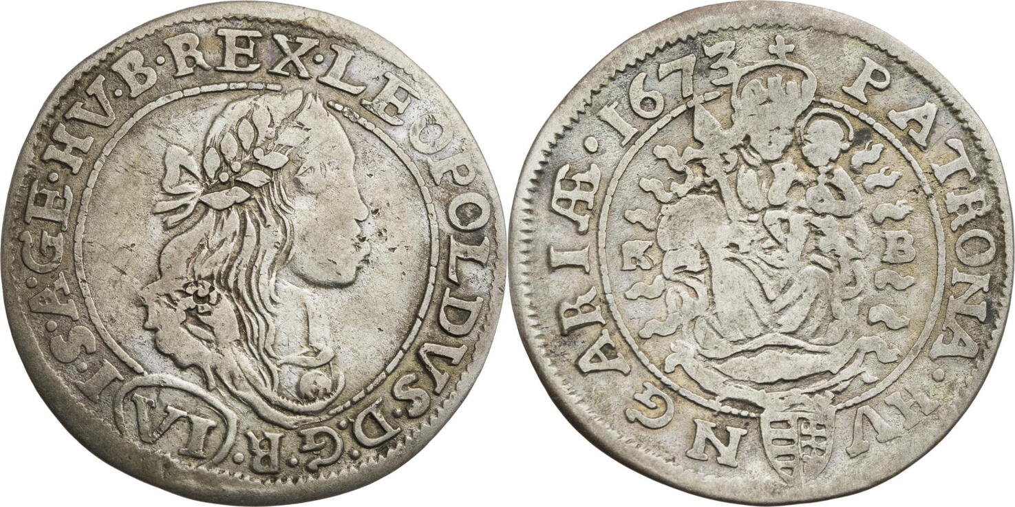 RDR, Ungarn 6 Kreuzer 1673 KB Leopold I. (1657-1705) - Kremnitz schön ...