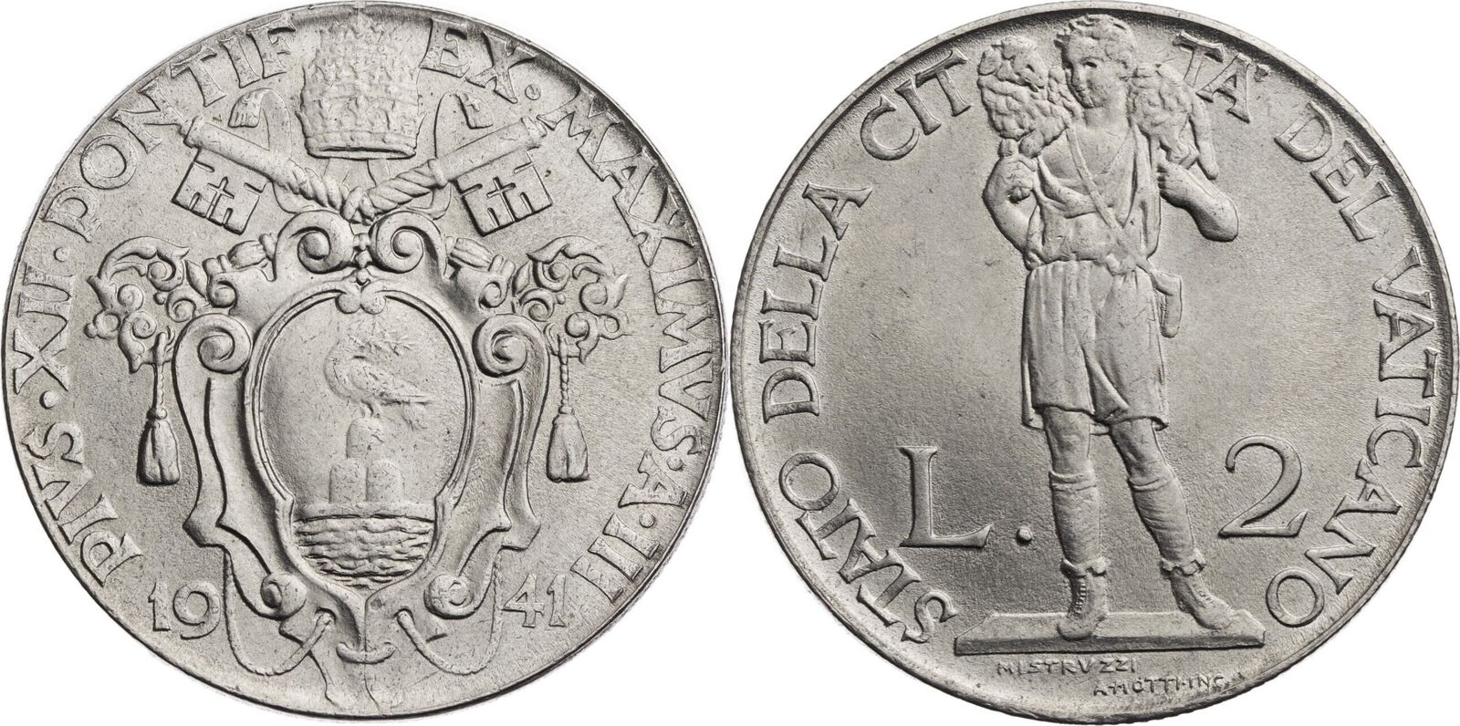 Vatikan 2 Lire 1941 R Pius XII. (1939-1958) - Kursmünze (1940-1941) ss | MA-Shops