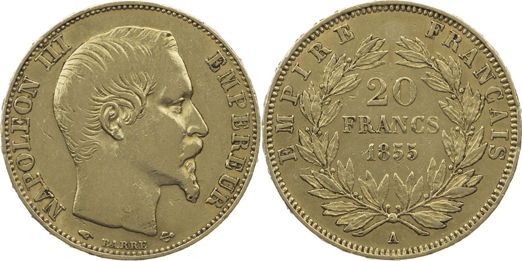 Frankreich 20 Francs 1855 A Napoleon III. (1852-1870) - Kursmünze (1853-1860) ss | MA-Shops