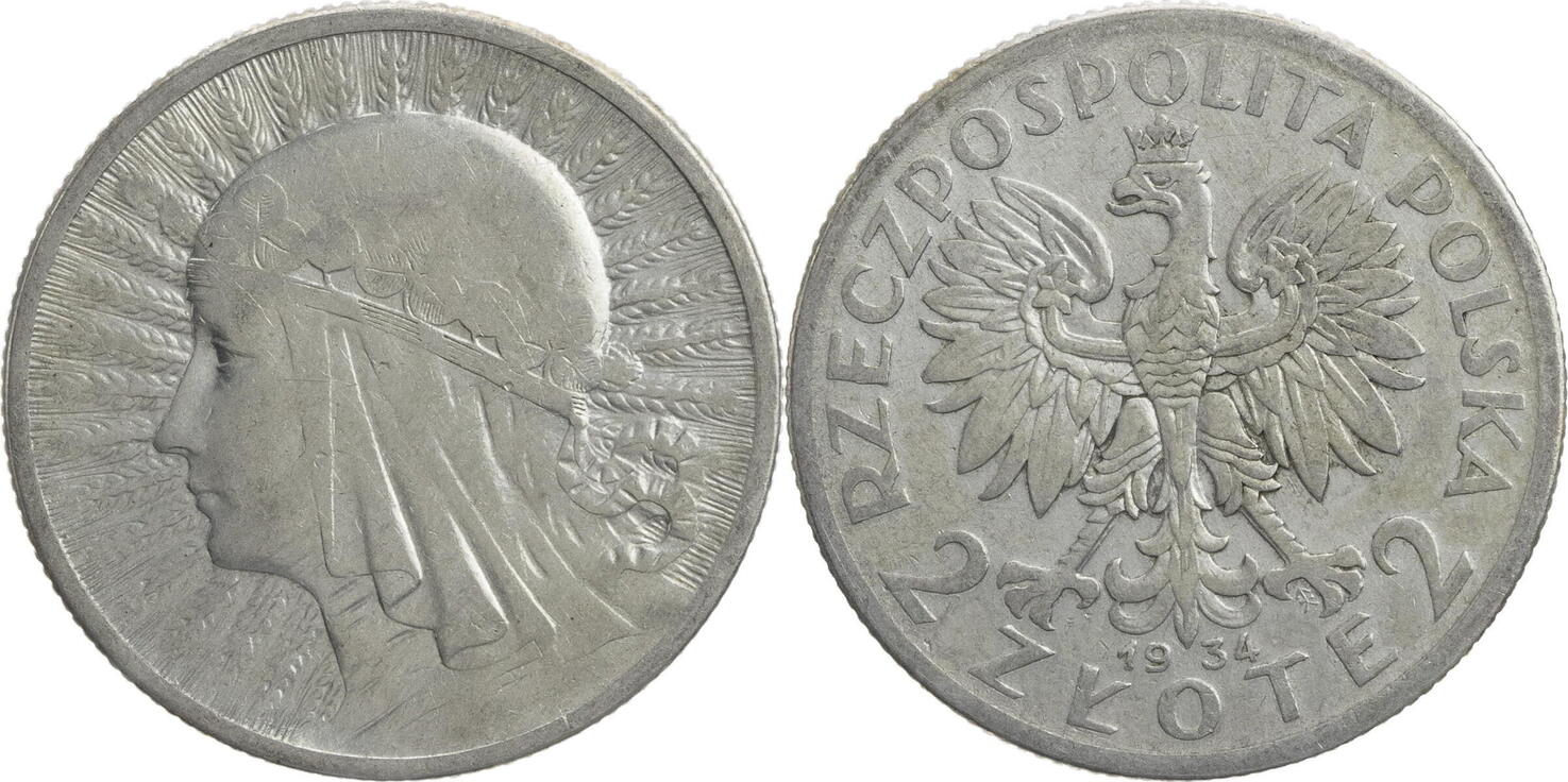 Polen 2 Zloty 1934 Kursmünze (1932-1934) ss | MA-Shops
