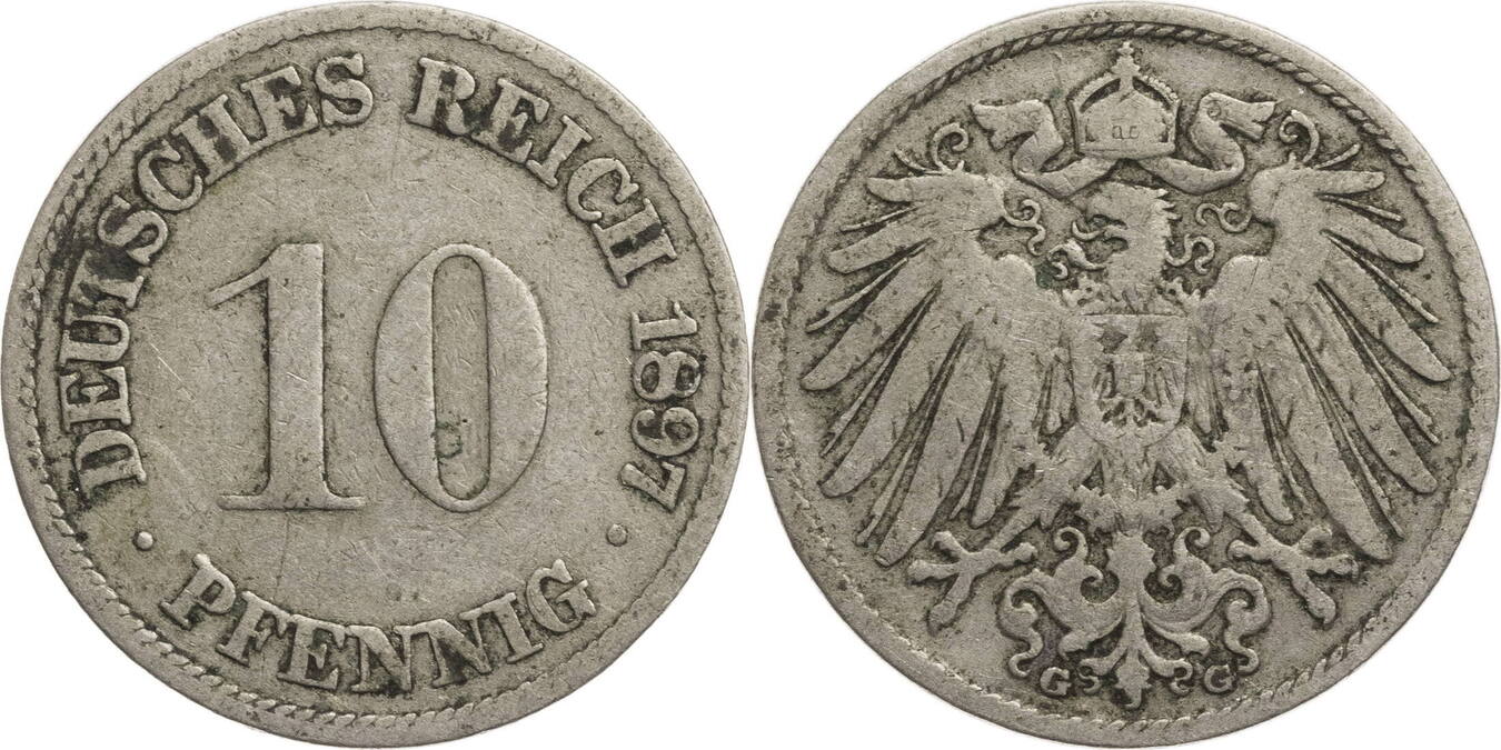 Kaiserreich 10 Pfennig 1897 G Kursmünze (1890-1916) ss | MA-Shops