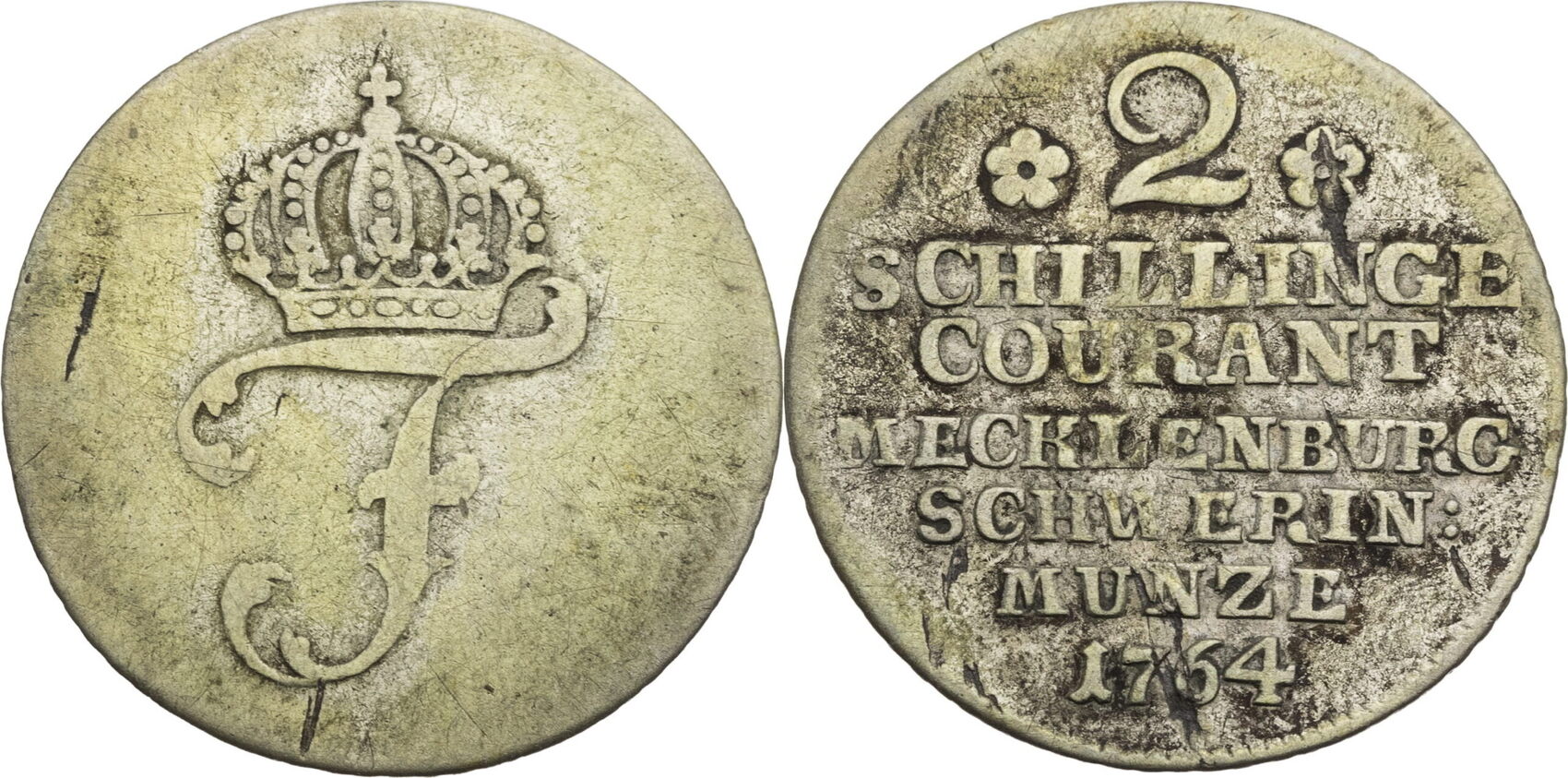Mecklenburg-Schwerin 2 Schillinge 1764 Friedrich II. (1756-1785) s-ss | MA-Shops