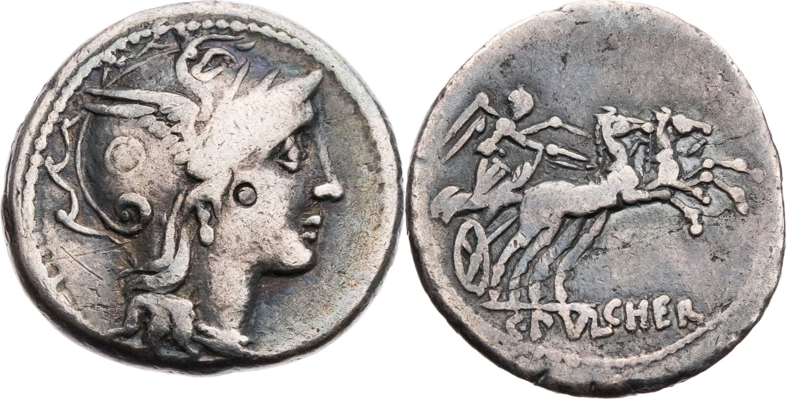 Römische Republik Denar 110-109 v. Chr. Appius Claudius Pulcher, Kopf ...