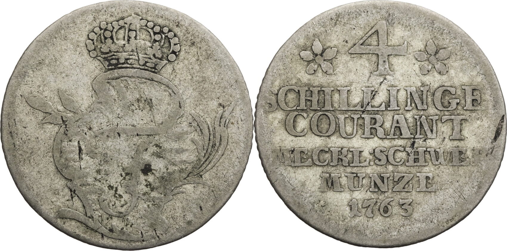 Mecklenburg-Schwerin 4 Schillinge 1763 Friedrich II. (1756-1785) - Kursmünze (1763-1783) s-ss ...