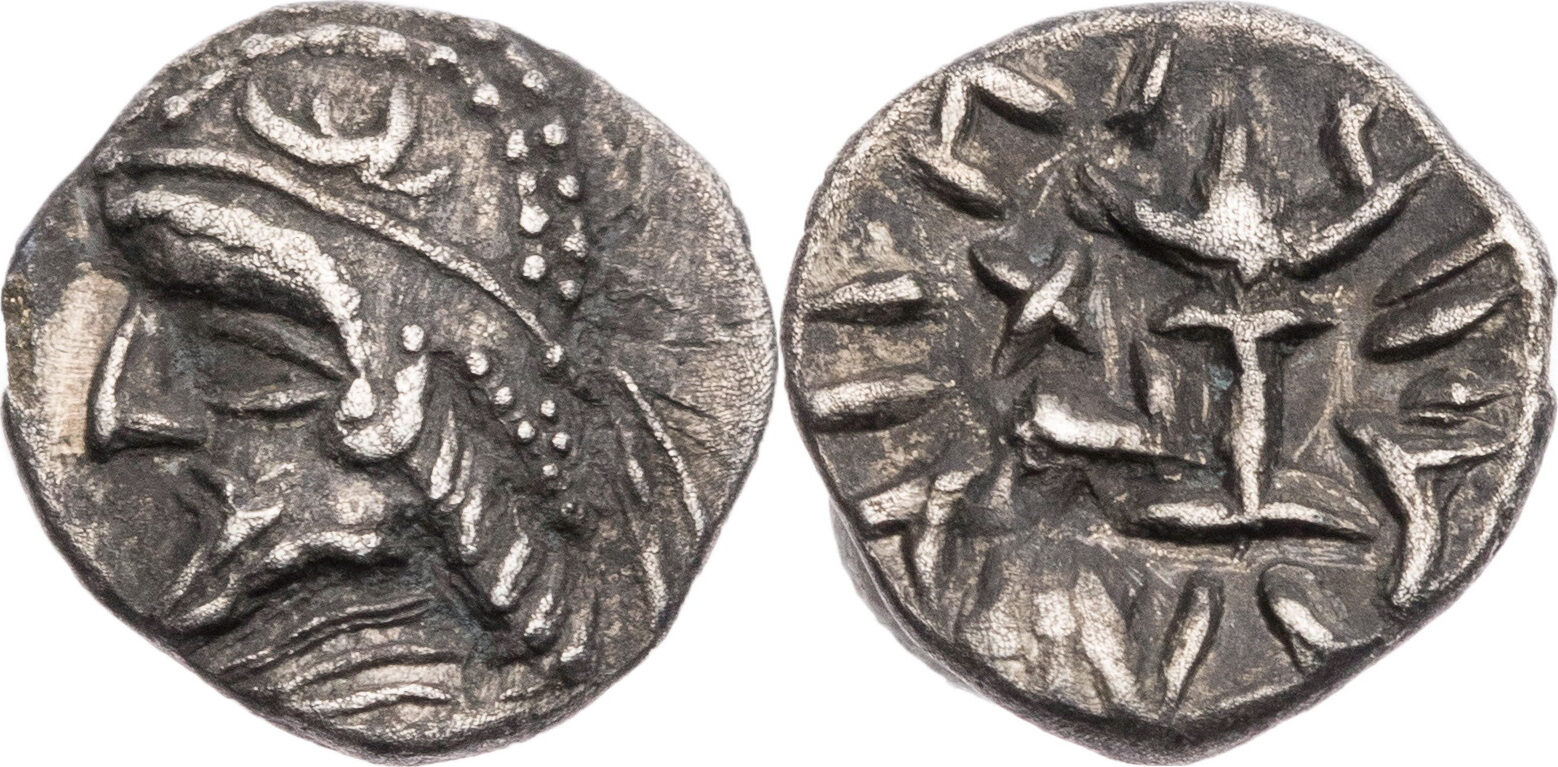 Persis Obol 1. Jh. v. Chr. Darev (Dareios) II., Büste in Ornat / König ...