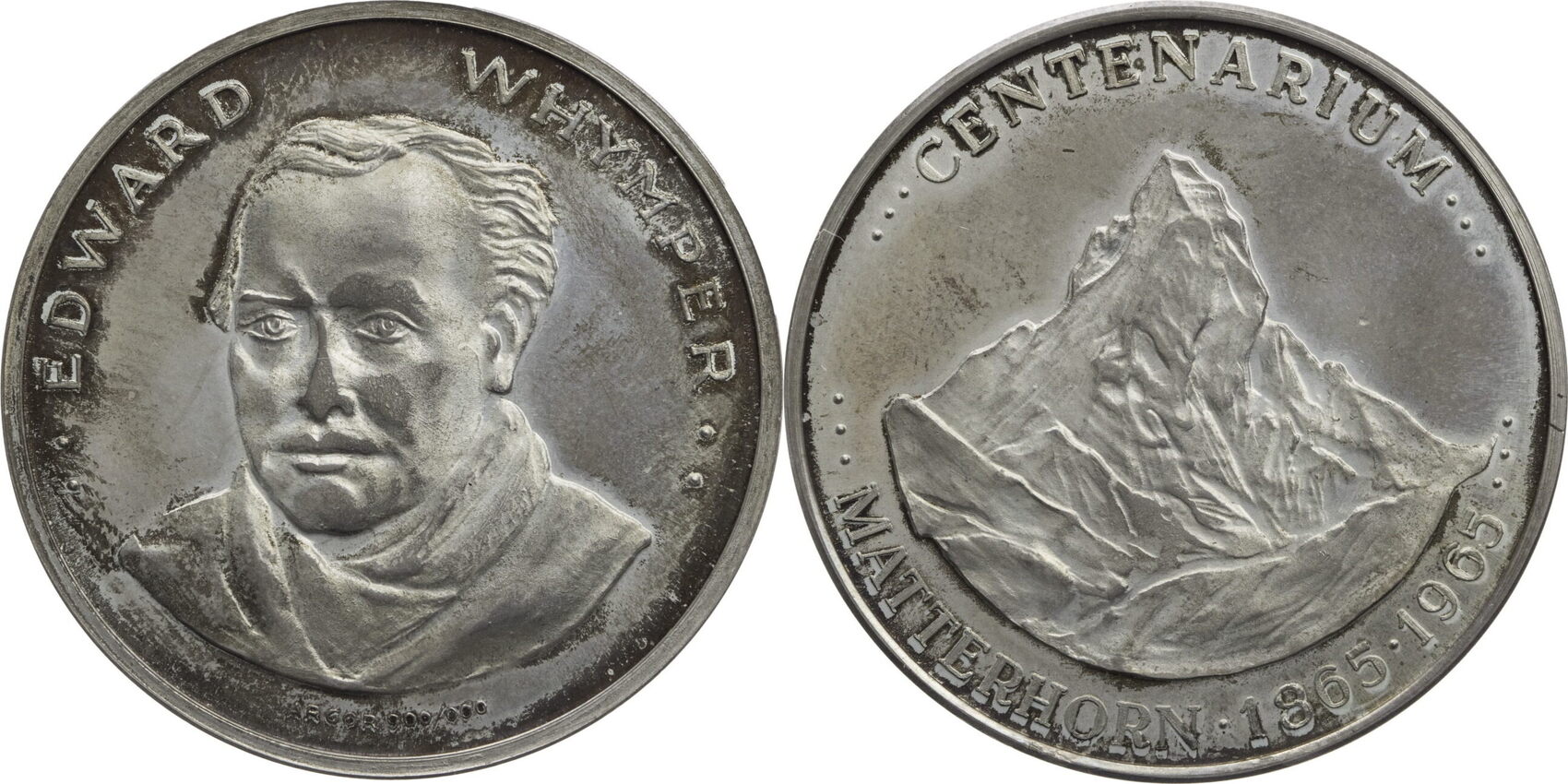 Schweiz Medaille o.J. Edward Whymper - Auf 100 Jahre Erstbesteigung des ...