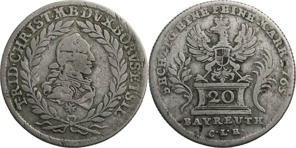 Bayreuth 20 Kreuzer 1765 CLR Friedrich (1735-1763) s-ss | MA-Shops