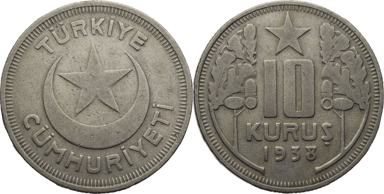 Türkei 10 Kurus 1938 Kursmünze (1935-1940) ss | MA-Shops