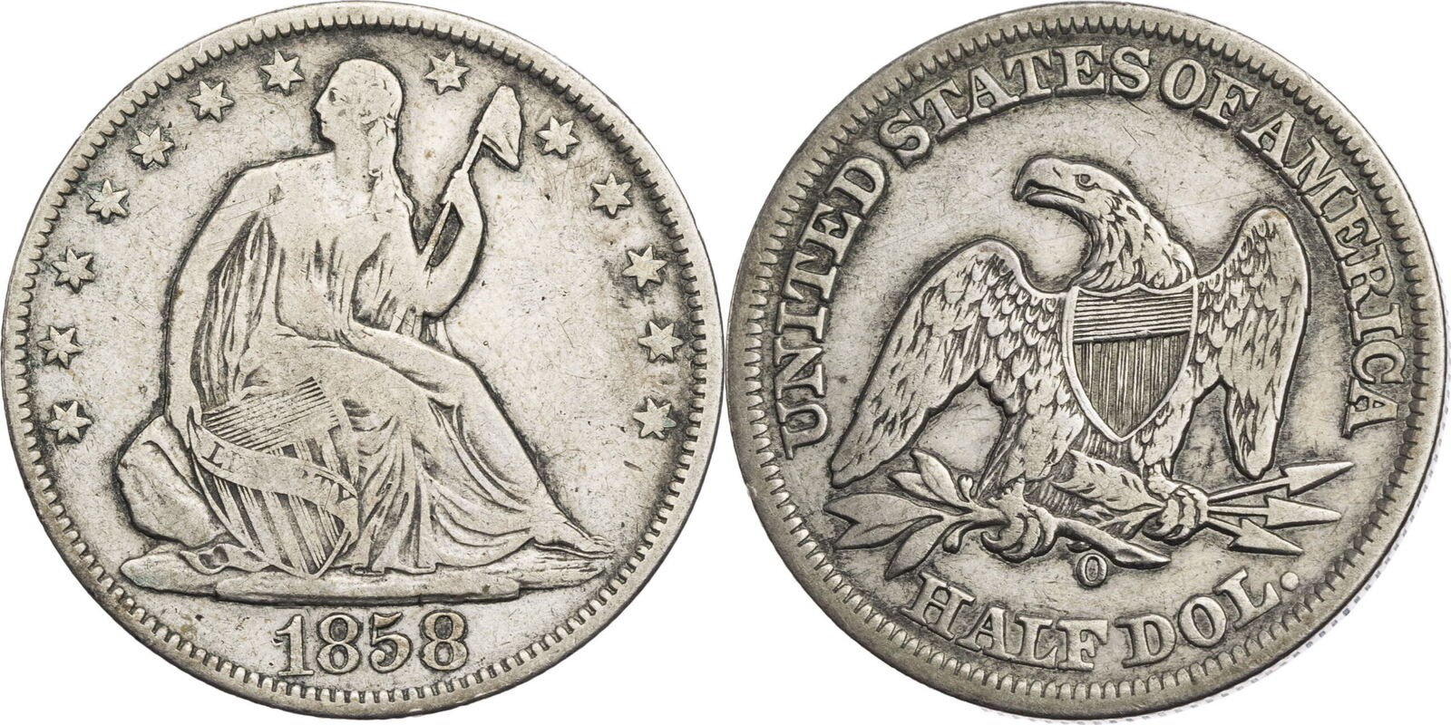 USA Halfdollar 1858 Seated Liberty Half Dollar schön/ss | MA-Shops