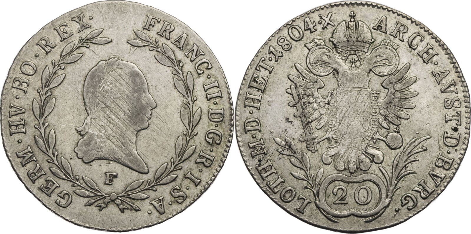 RDR, Habsburg 20 Kreuzer 1804 F Franz II. (I.) (1792-1835) s-ss | MA-Shops