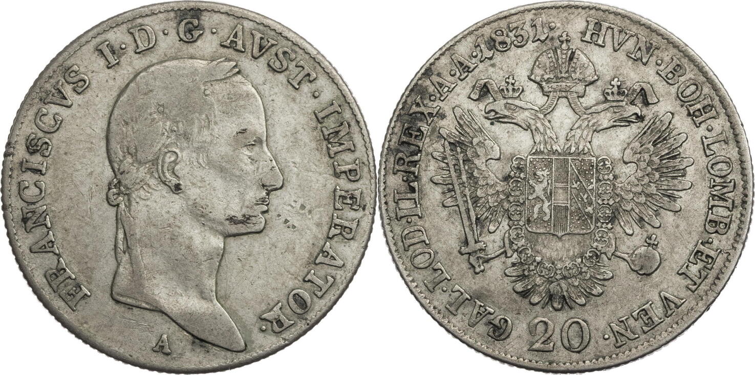 RDR, Habsburg 20 Kreuzer 1831 A Franz I. (1792-1835) s-ss | MA-Shops