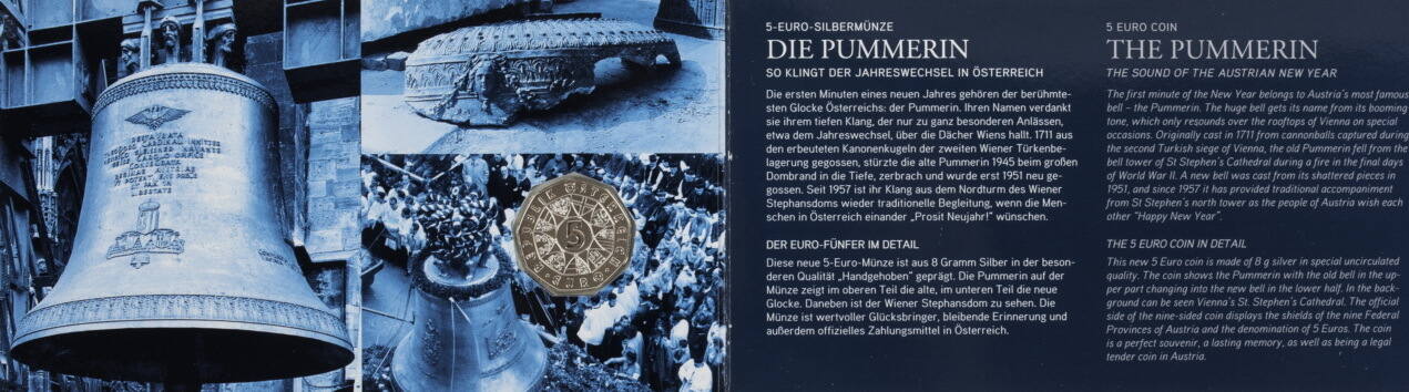 Österreich 5 Euro 2011 Pummerin Bell st, im orig. Folder | MA-Shops