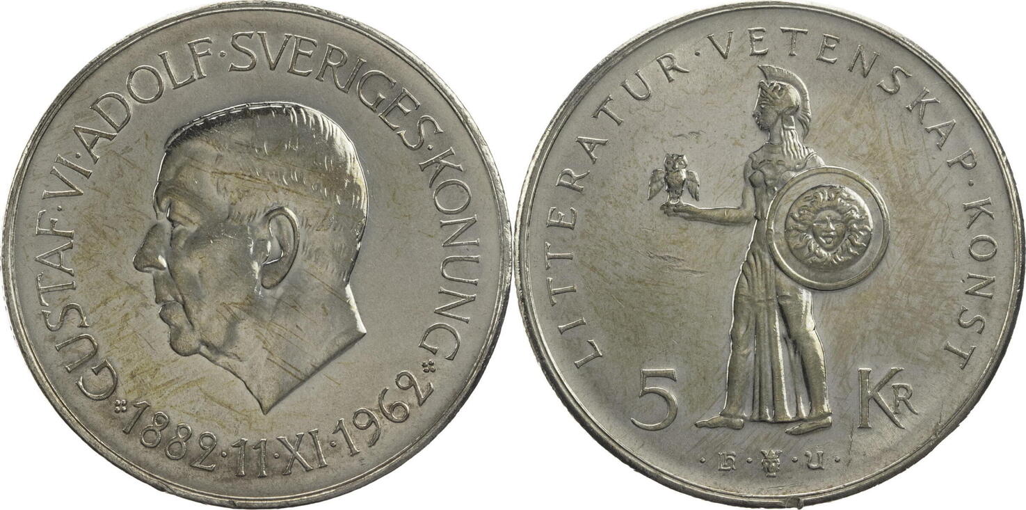 Schweden 5 Kronar (Kronen) 1962 Gustav-Adolf VI - Auf seinen 80 ...