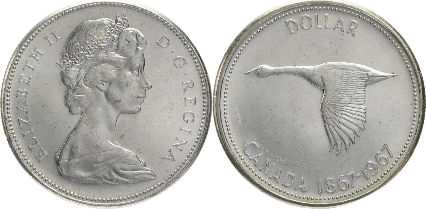 Kanada 1 Dollar 1967 Elizabeth II. - Wildgans vz, Kratzer | MA-Shops