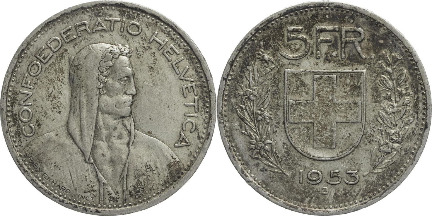 Schweiz 5 Franken 1953 B Alphirt - Kursmünze (1931-1969) ss | MA-Shops