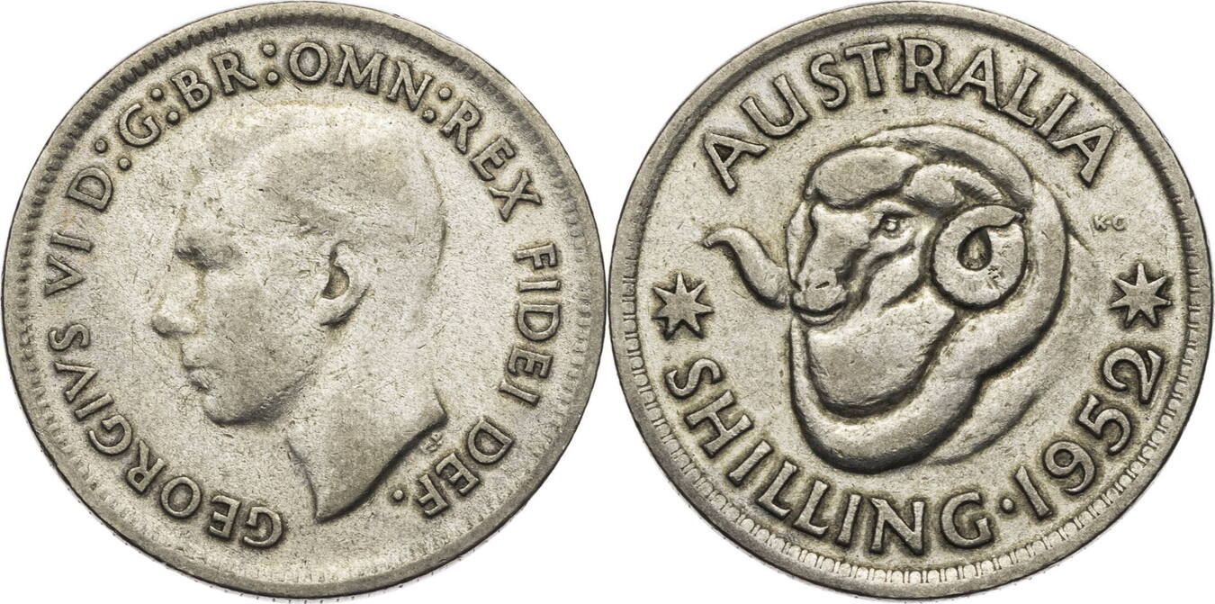 Australien 1 Shilling 1952 Georg VI. (1936-1952) - Kursmünze (1950-1952 ...