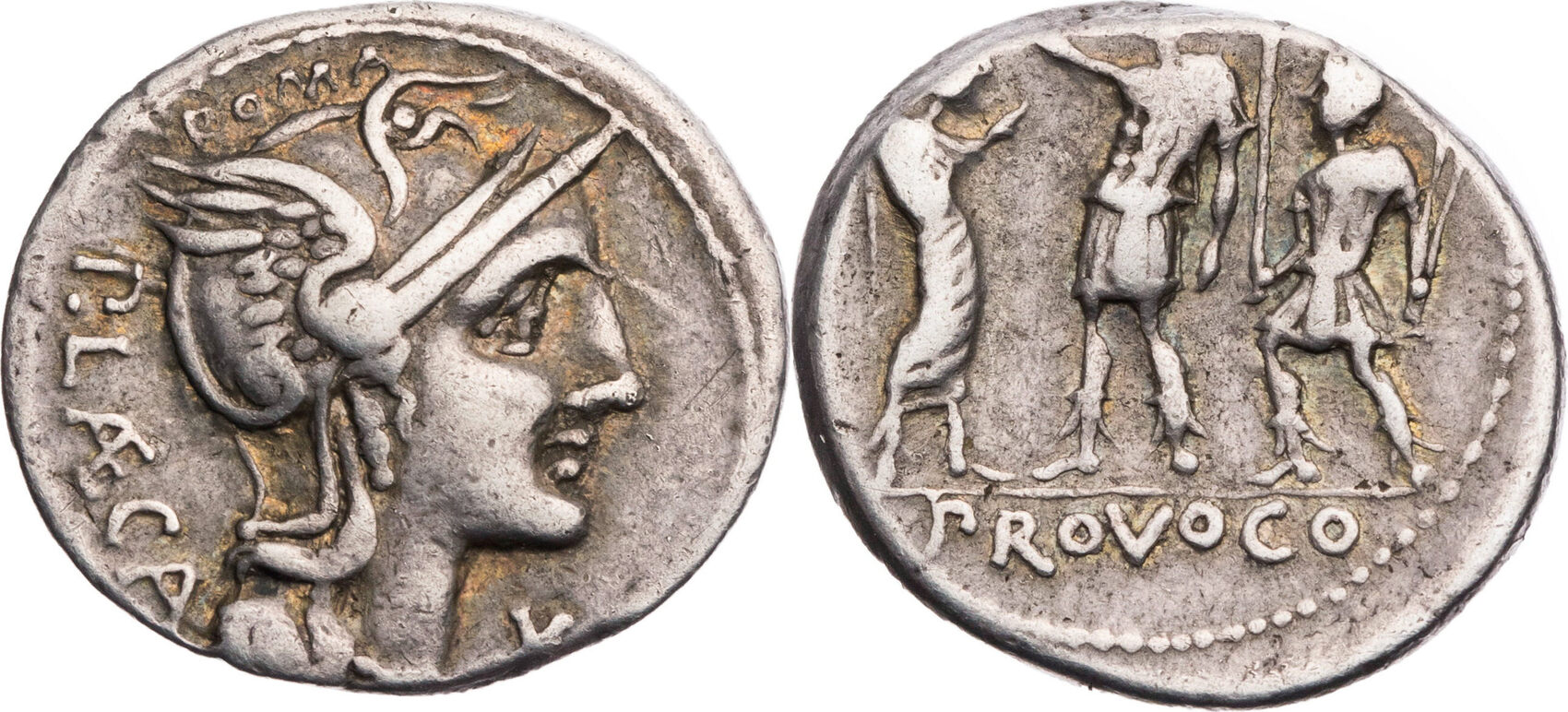 Römische Republik Denar 110-109 v. Chr. P. Porcius Laeca, Kopf der Roma ...